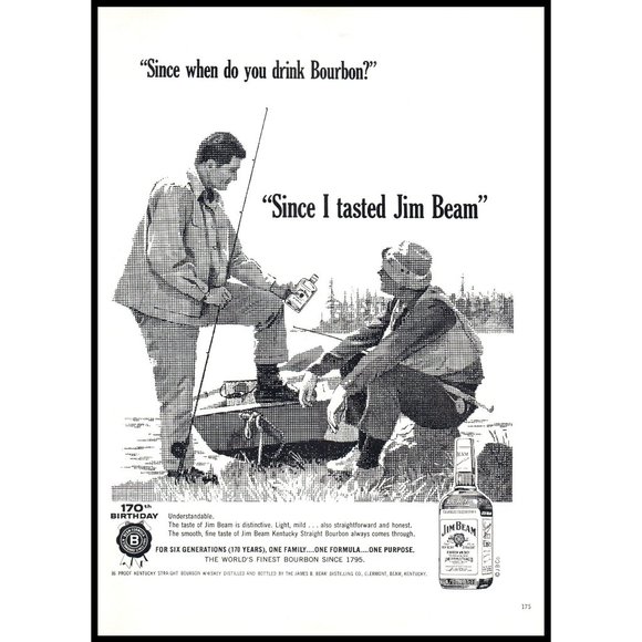 Jim Beam | Art | 965 Jim Beam Bourbon Vintage Print Ad Men Fishing ...